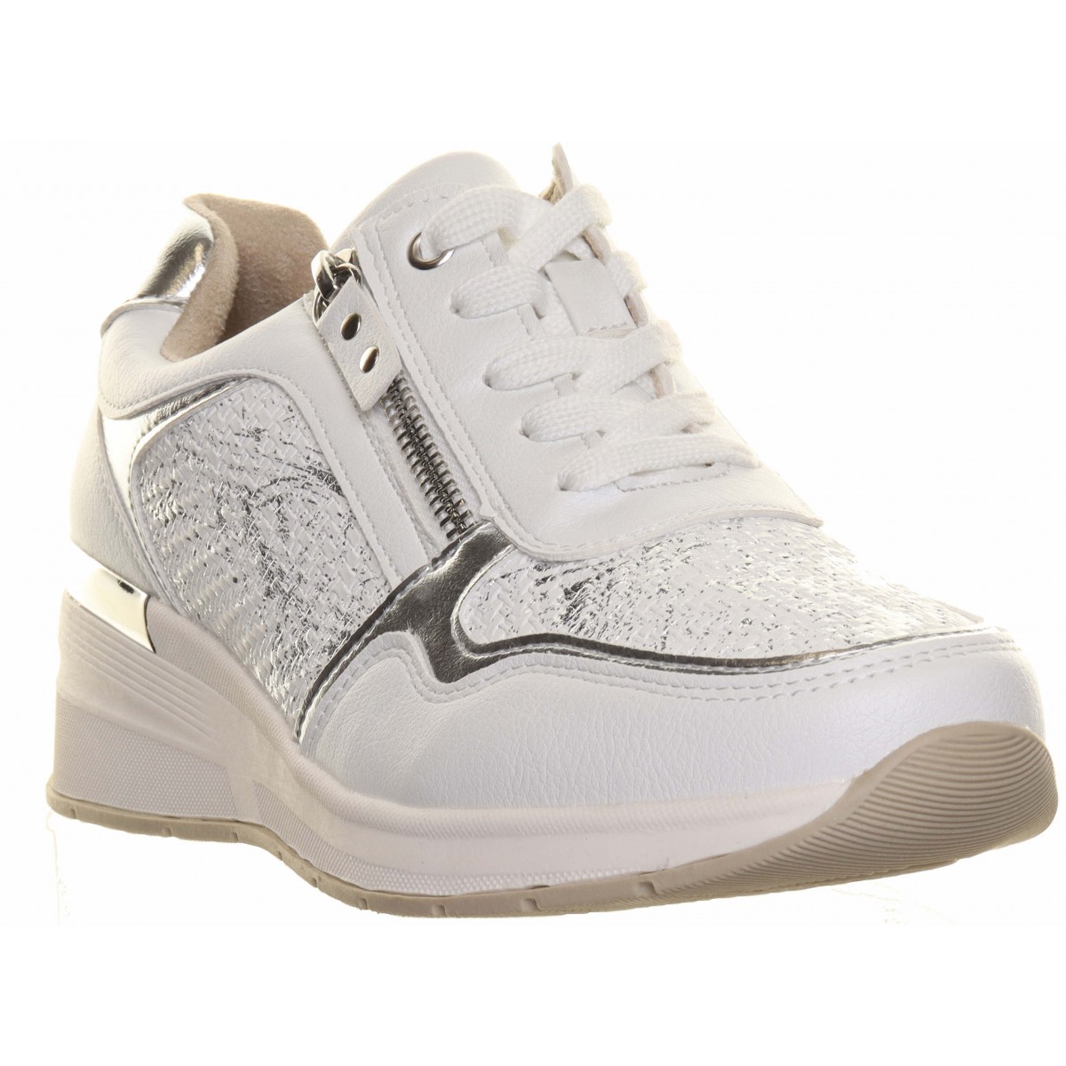 White Snake Panel Wedge Casual