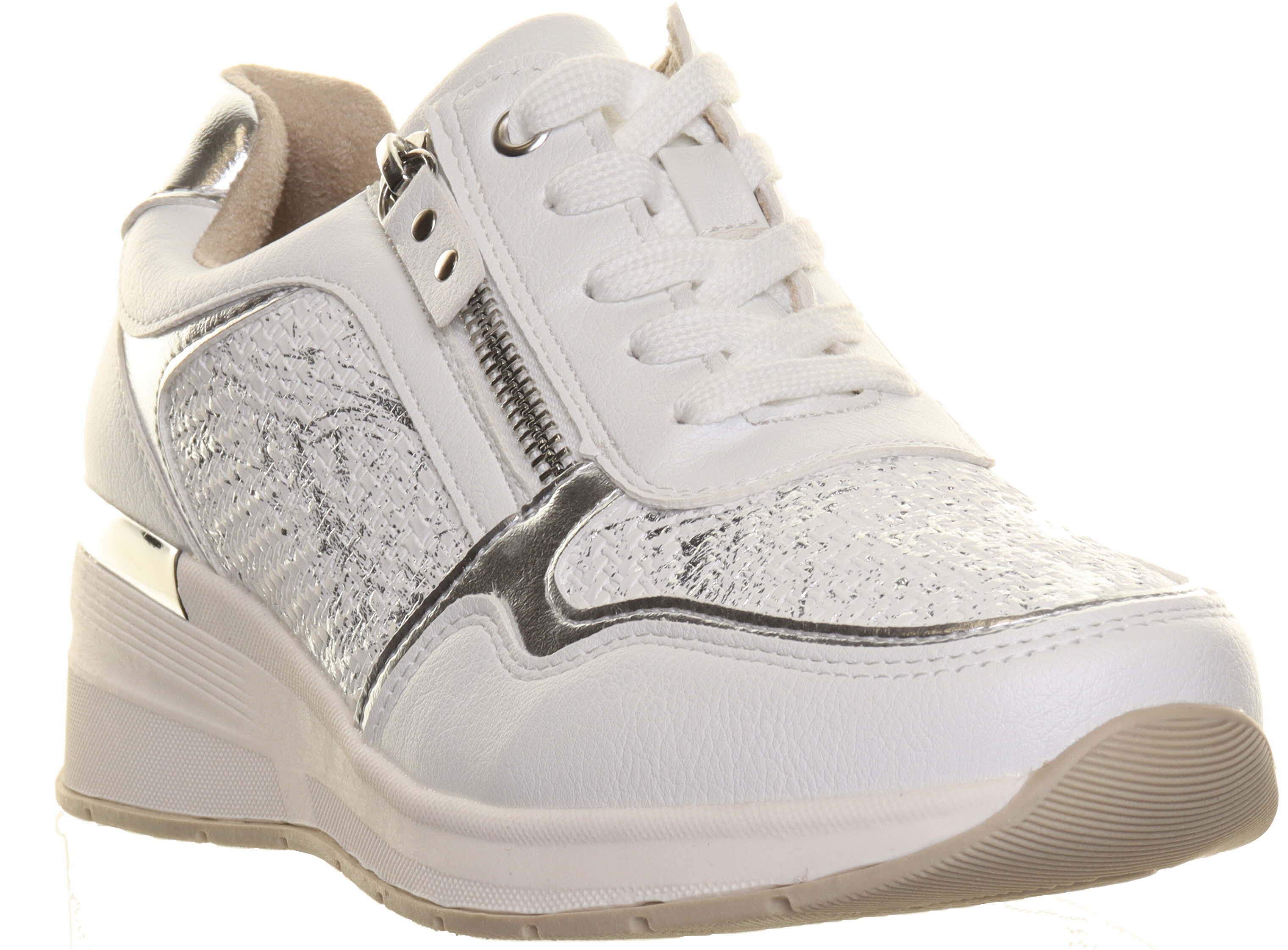 White Snake Panel Wedge Casual