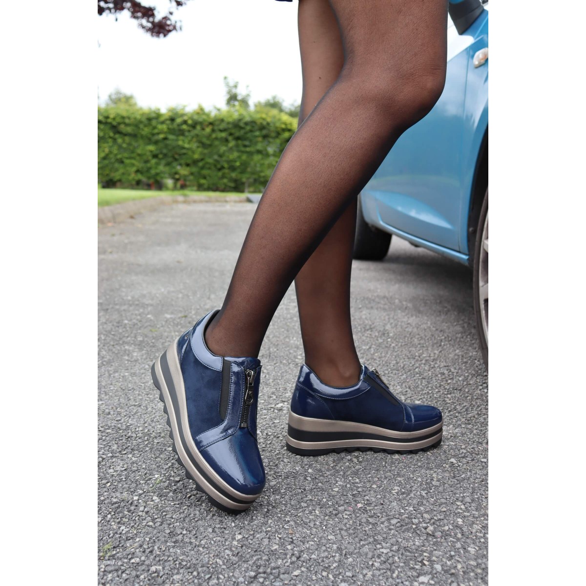 Kate Appleby Navy High Wedge Zip Casual