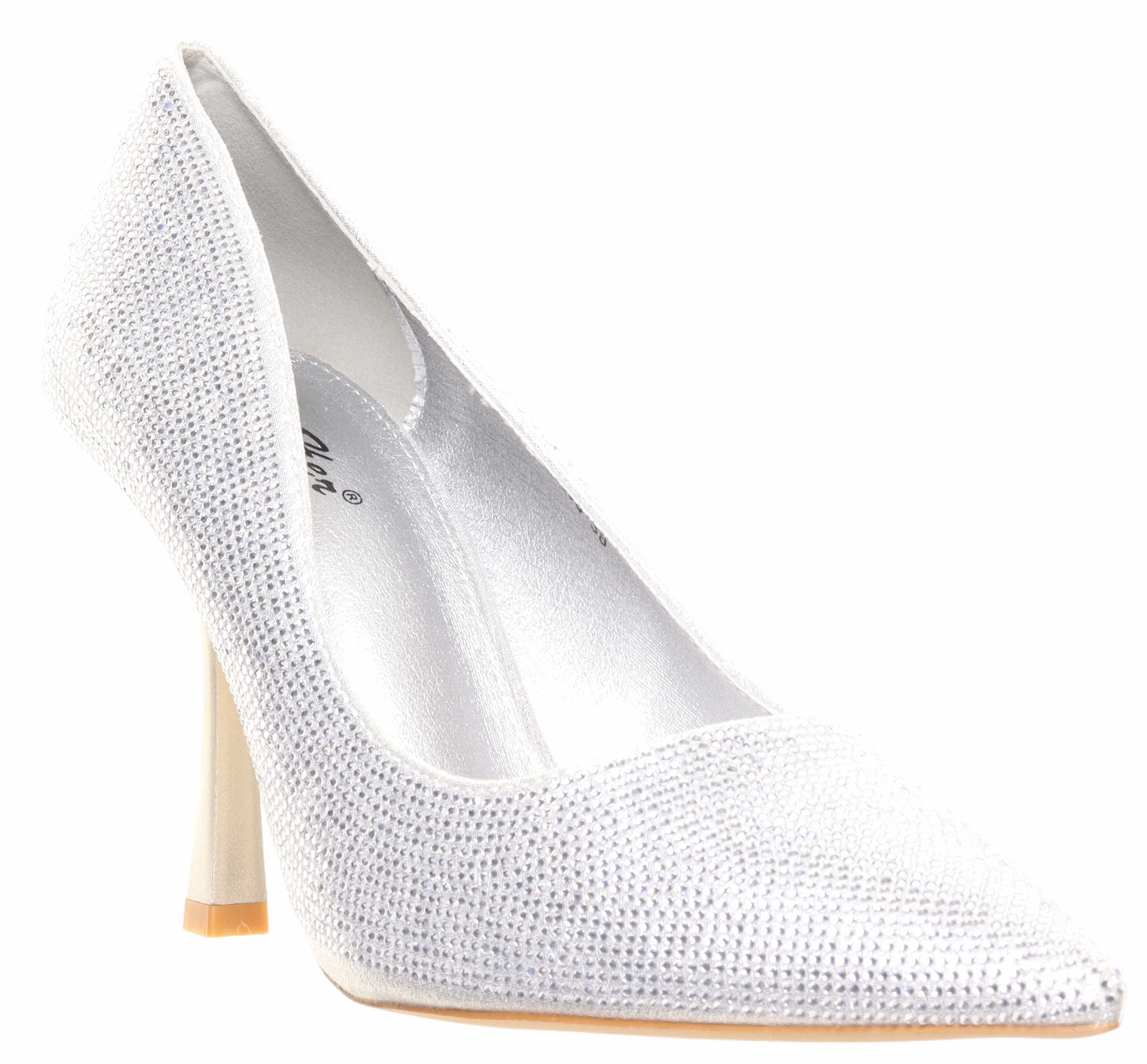 Silver Plain Glitter High Heel Court Shoes