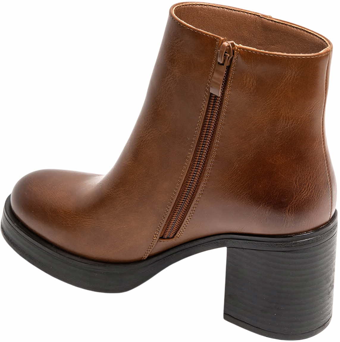 Camel Block Heel Ankle Boots